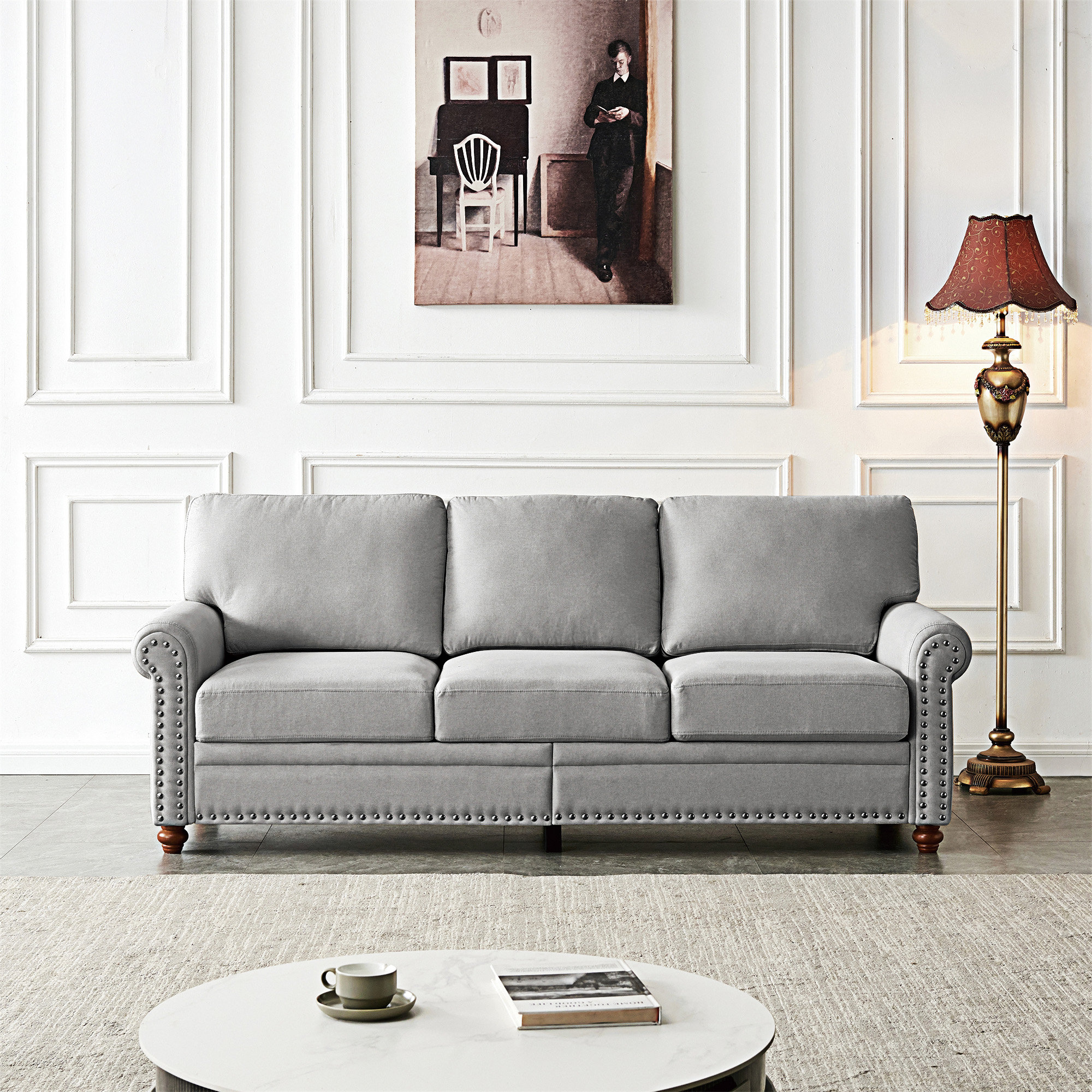 Alcott Hill® Linen Fabric Upholstery With Storage Sofa | Wayfair