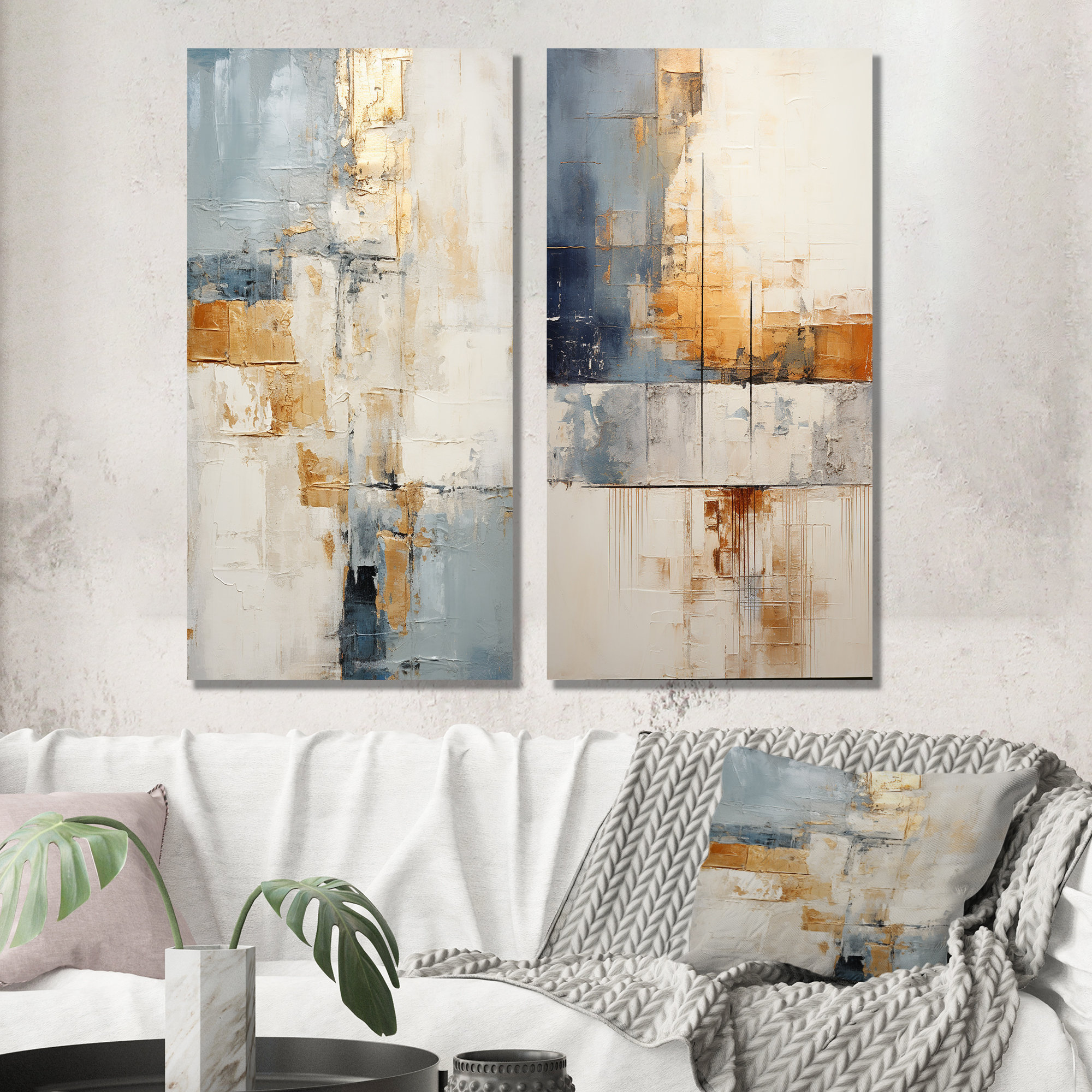 Ivy Bronx Abstract Beige Gold Road Collage - Abstract Collages Canvas ...