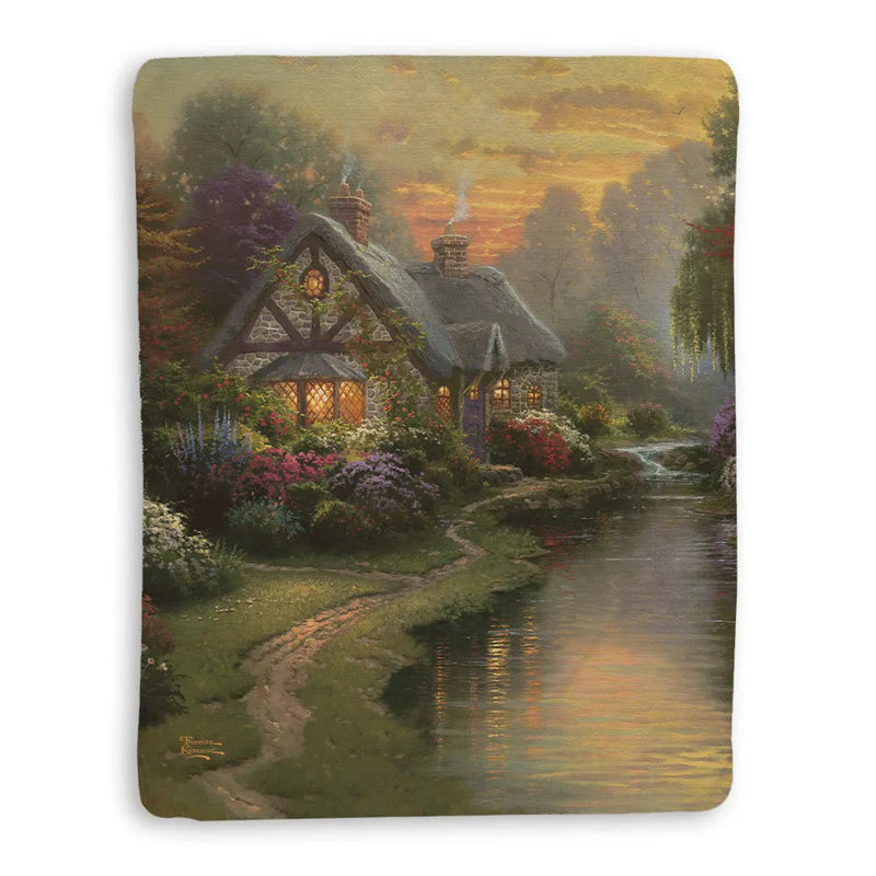 Thomas Kinkade Studios Thomas Kinkade A Quiet Evening Sherpa Throw ...