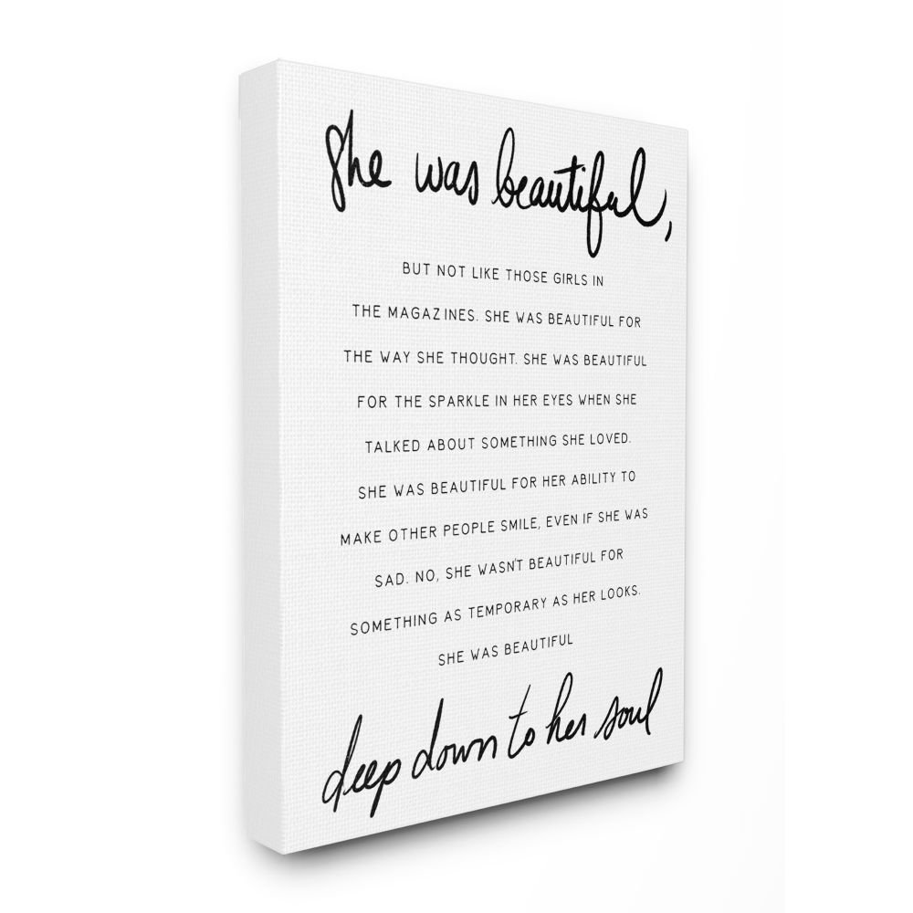 Stupell Industries She Was Beautiful Quote Inspirational Feminine ...