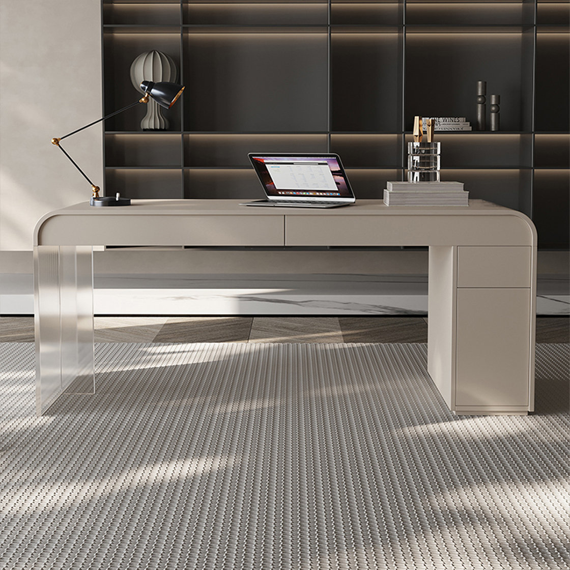 StyleCrafted Furniture Beige Rectangular Manufactured Wood + Acrylic ...