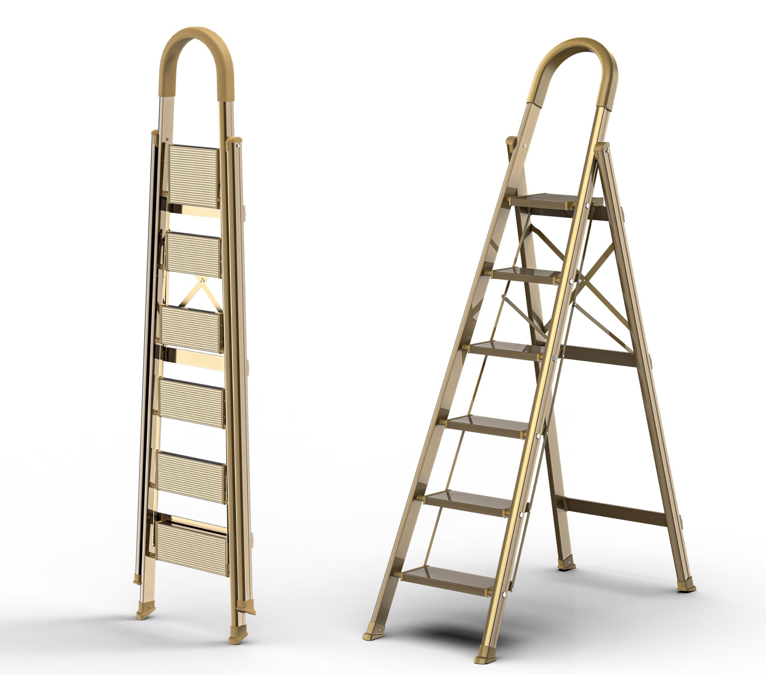 WFX Utility™ Aluminum 6 Step Ladder for 12 Feet High Ceiling,Gold | Wayfair