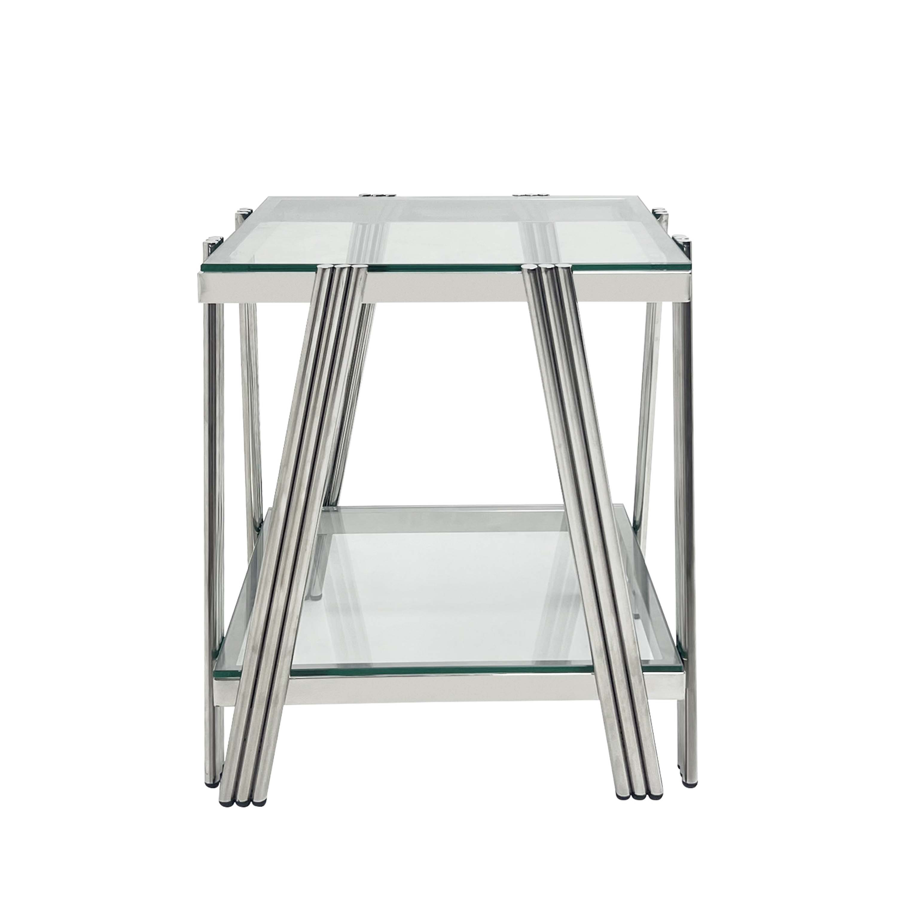 Orren Ellis 20 Inch Square End Table, Modern Stainless Steel End Table ...