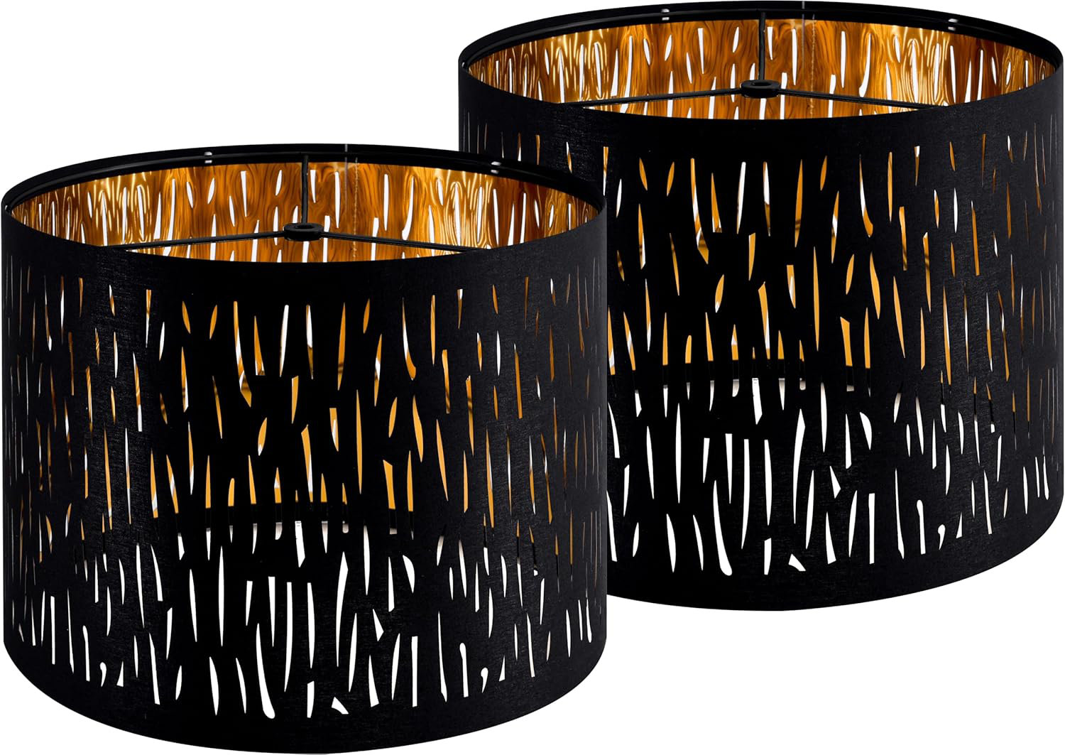 Mercer41 GOSO Black Lamp Shades Set of 2, Drum Lamp Shades with Etching ...