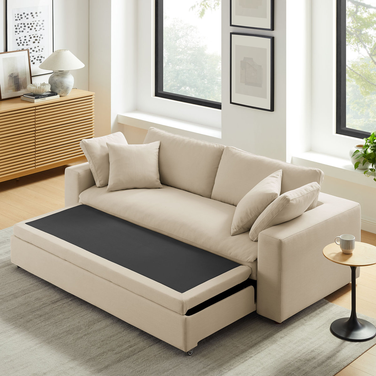 Modway Commix Down Filled Overstuffed Sleeper Sofa In Pure White | Wayfair