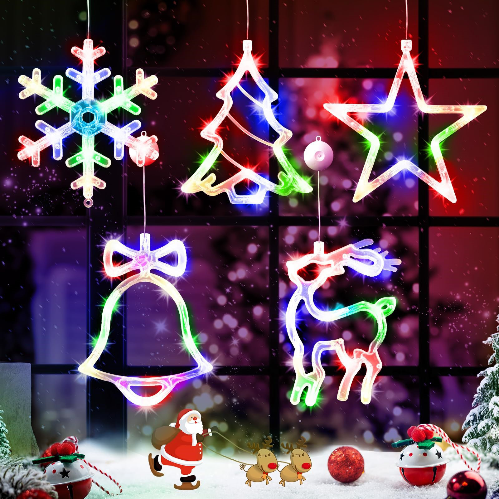 The Holiday Aisle® 5-Piece LED Lighted Christmas Window Decorations ...