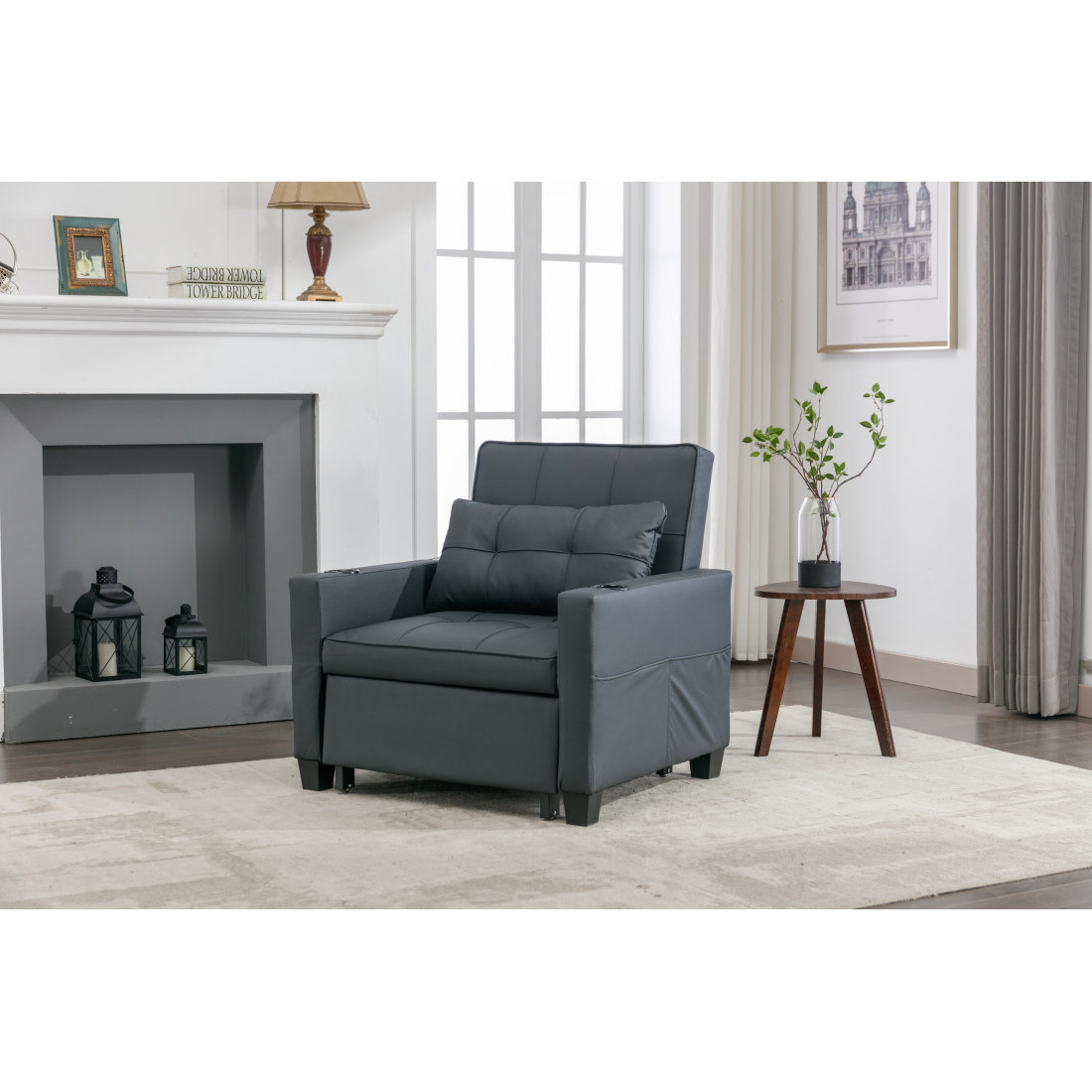 Latitude Run® Modern Sofa Futon Chair Bed Convertible Chair 3-In-1 Pull ...