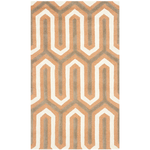 George Oliver Deedgra Handmade Wool Orange/Gray Rug & Reviews | Wayfair