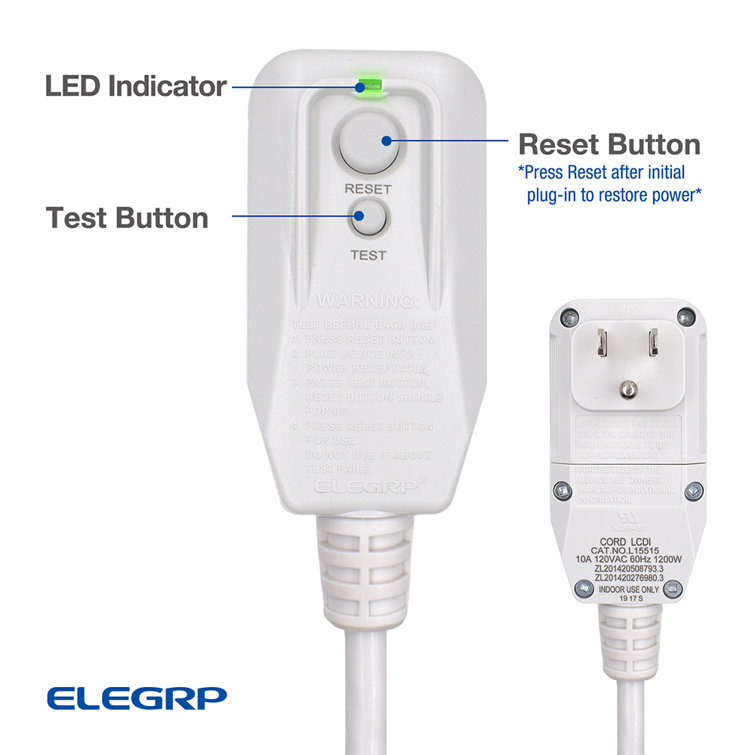 ELEGRP 10Amp 1200W LCDI Power Cord Plug For Air Conditioner - Wayfair ...