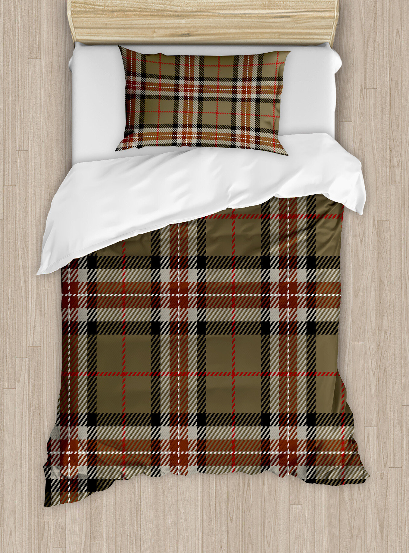 Ambesonne Checkered Duvet Cover Set, Scottish Geometric, Twin, Charcoal ...