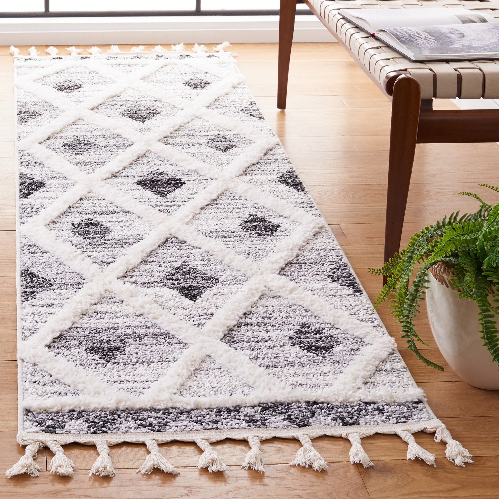 Dakota Fields Arborway Tassel Shag Performance Argyle Rug | Wayfair