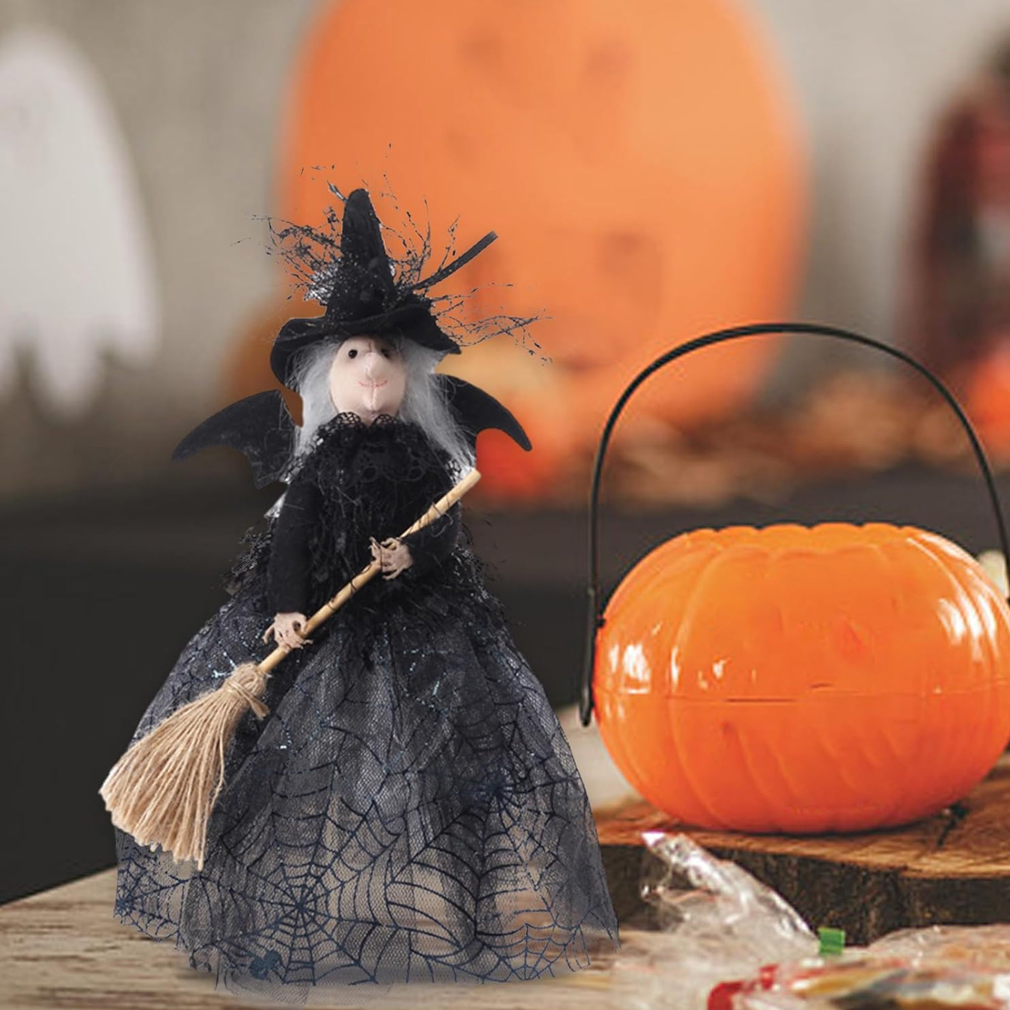 The Holiday Aisle® Halloween Witch Tree Topper Decoration,Black Witch ...