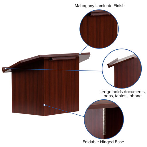 Flash Furniture Collette Foldable Tabletop Lectern in Mahogany ...