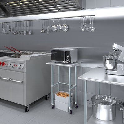 Amgood Stainless Steel Open Base Work Table with Wheels & Reviews | Wayfair