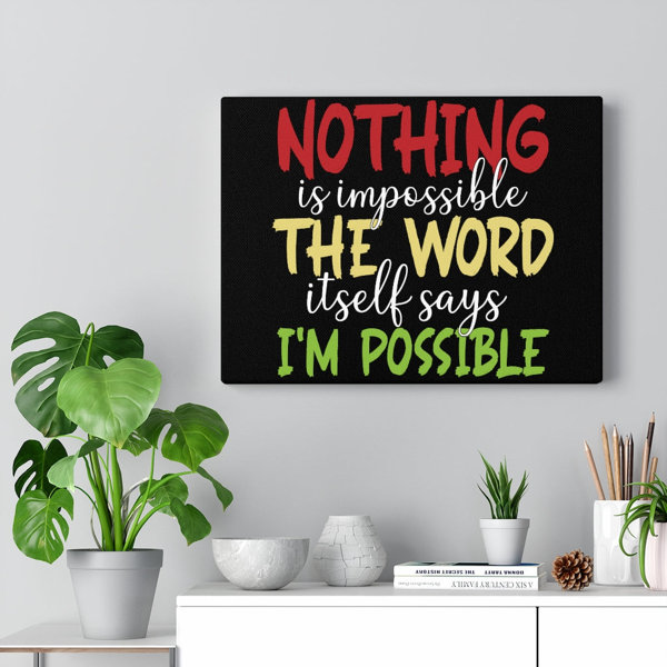 Blue Elephant Nothing Is Impossible - Wrapped Canvas Print | Wayfair.co.uk