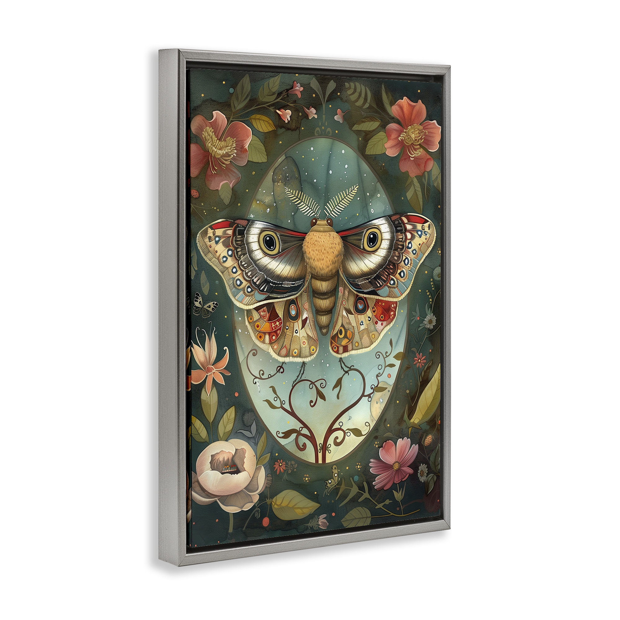 Latitude Run® Ornate Botanicals & Moth Floating Frame, design by The ...