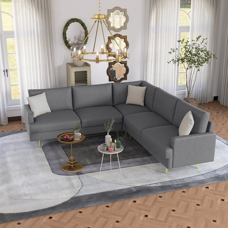 Everly Quinn Rivian 3-Piece Faux Leather Sectional Conner Sofa | Wayfair