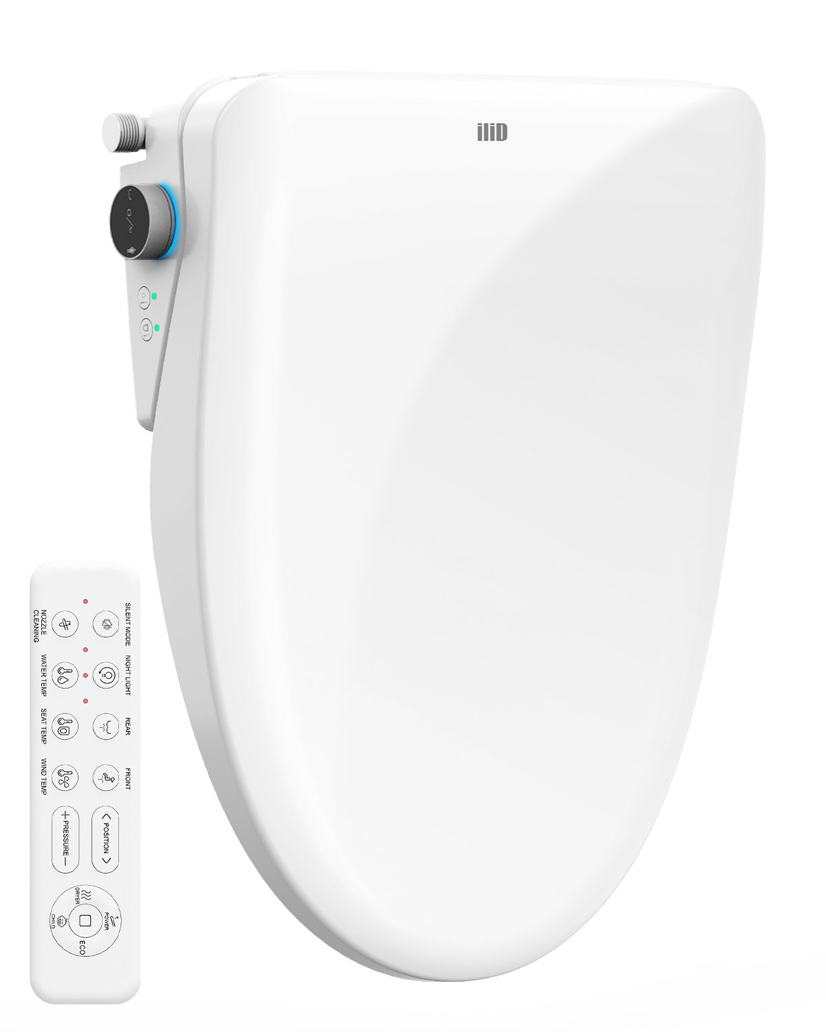 iliD Smart Bidet Toilet Seat, Electric Elongated Ecoseat with Four Cleaning Modes, Adjustable ...