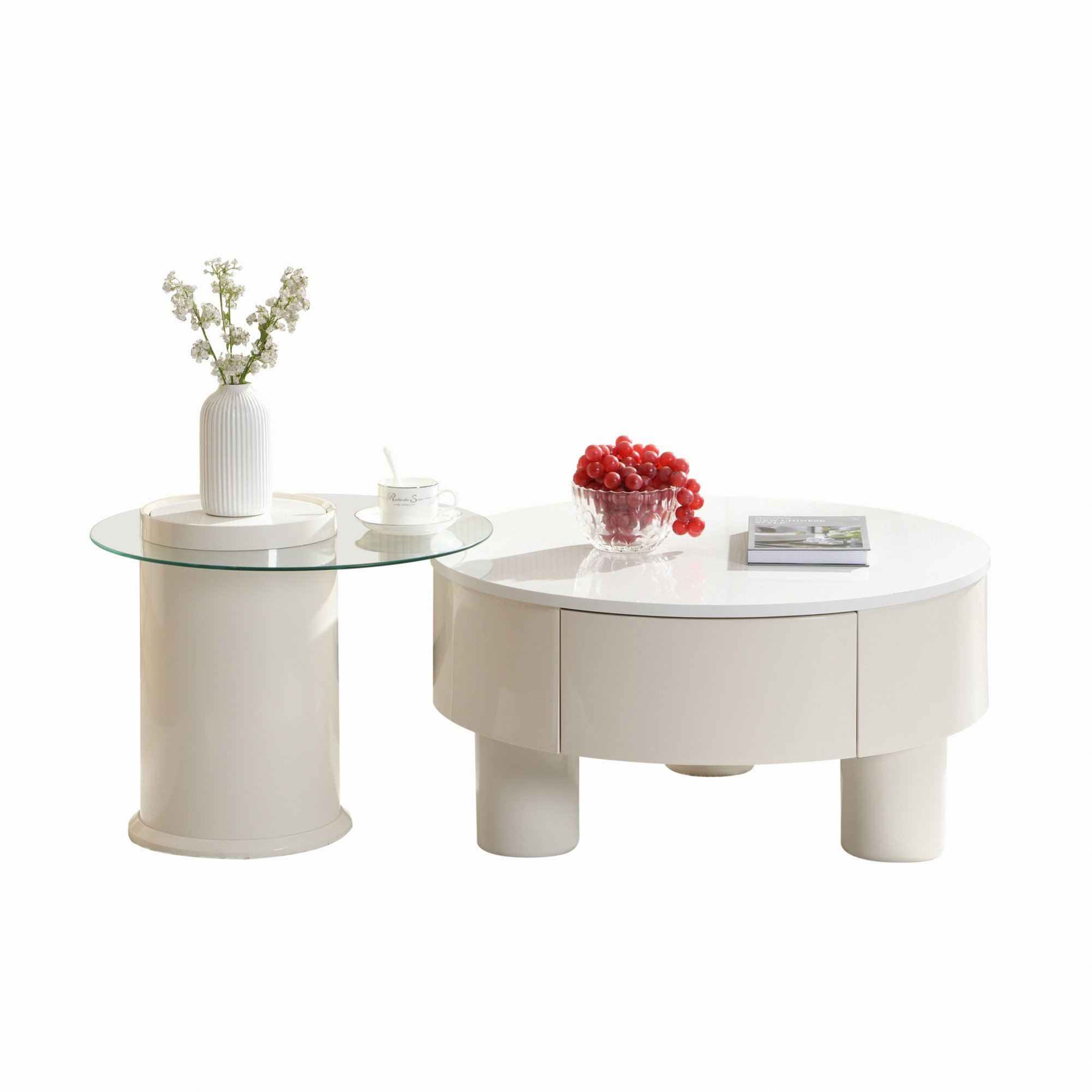 George Oliver Set Of 2 Round Nesting Coffee Table, Coffee Table With ...