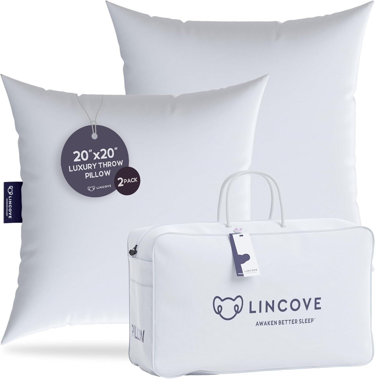 Lincove® Lincove Throw Pillow Insert – 100% Cotton Shell, Down ...