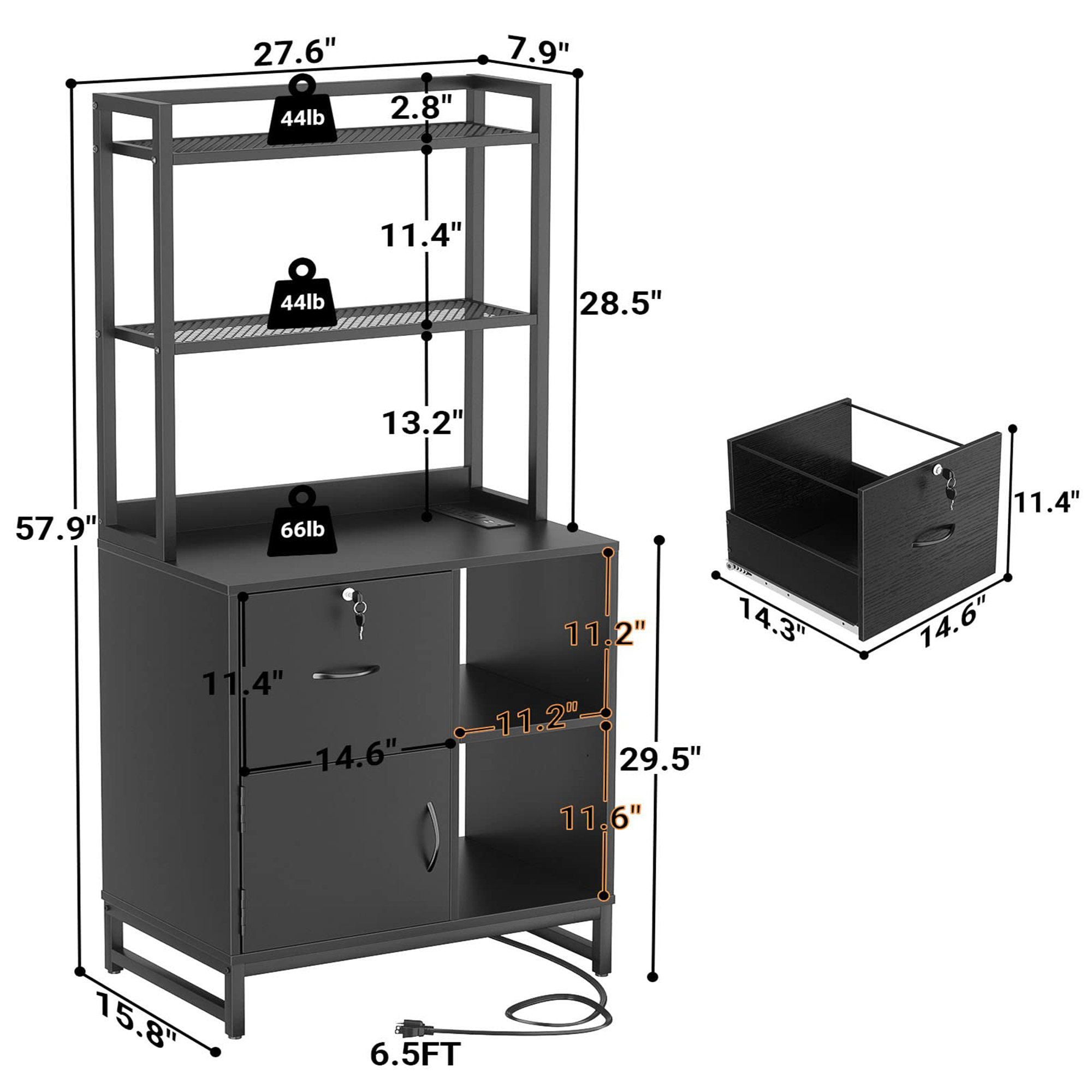 Yamazaki Home Vertical File Cabinet with Lock and Charging Station | Wayfair