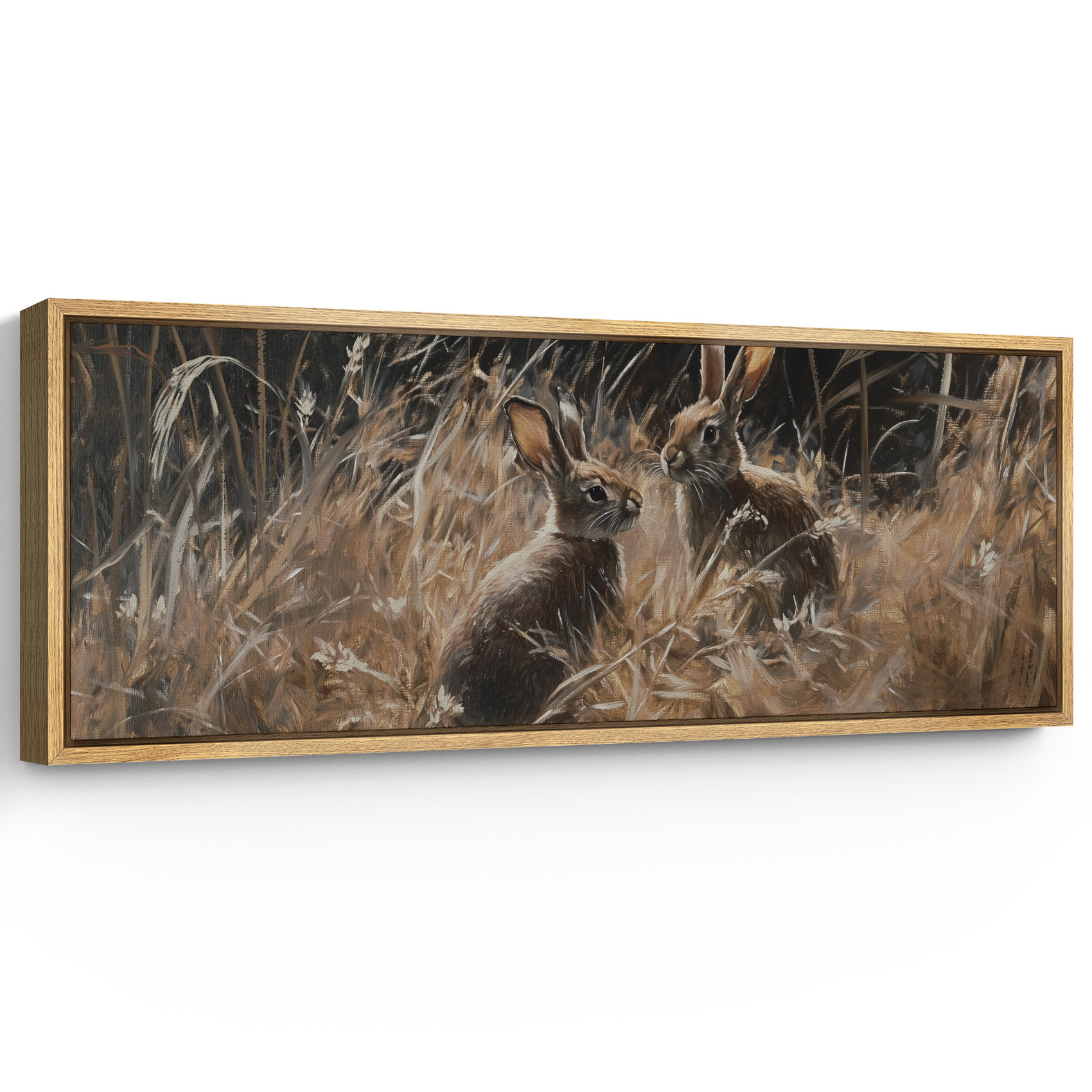IDEA4WALL Rabbits In Wilderness Artwork, Neutral Bedroom Decor Wall ...