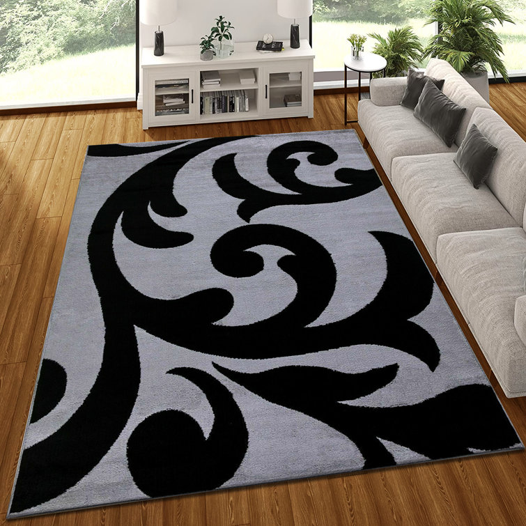 ClassicLiving Schmitz Machine Woven Silver/Black Rug | Wayfair.co.uk