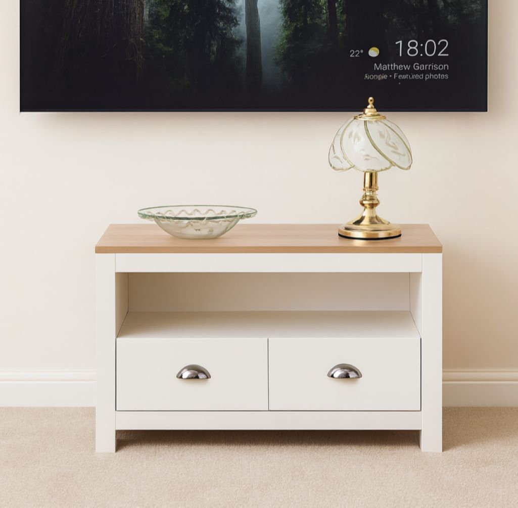 KOSY KOALA TV Stand with Storage Drawers Wooden Top Media Console White ...