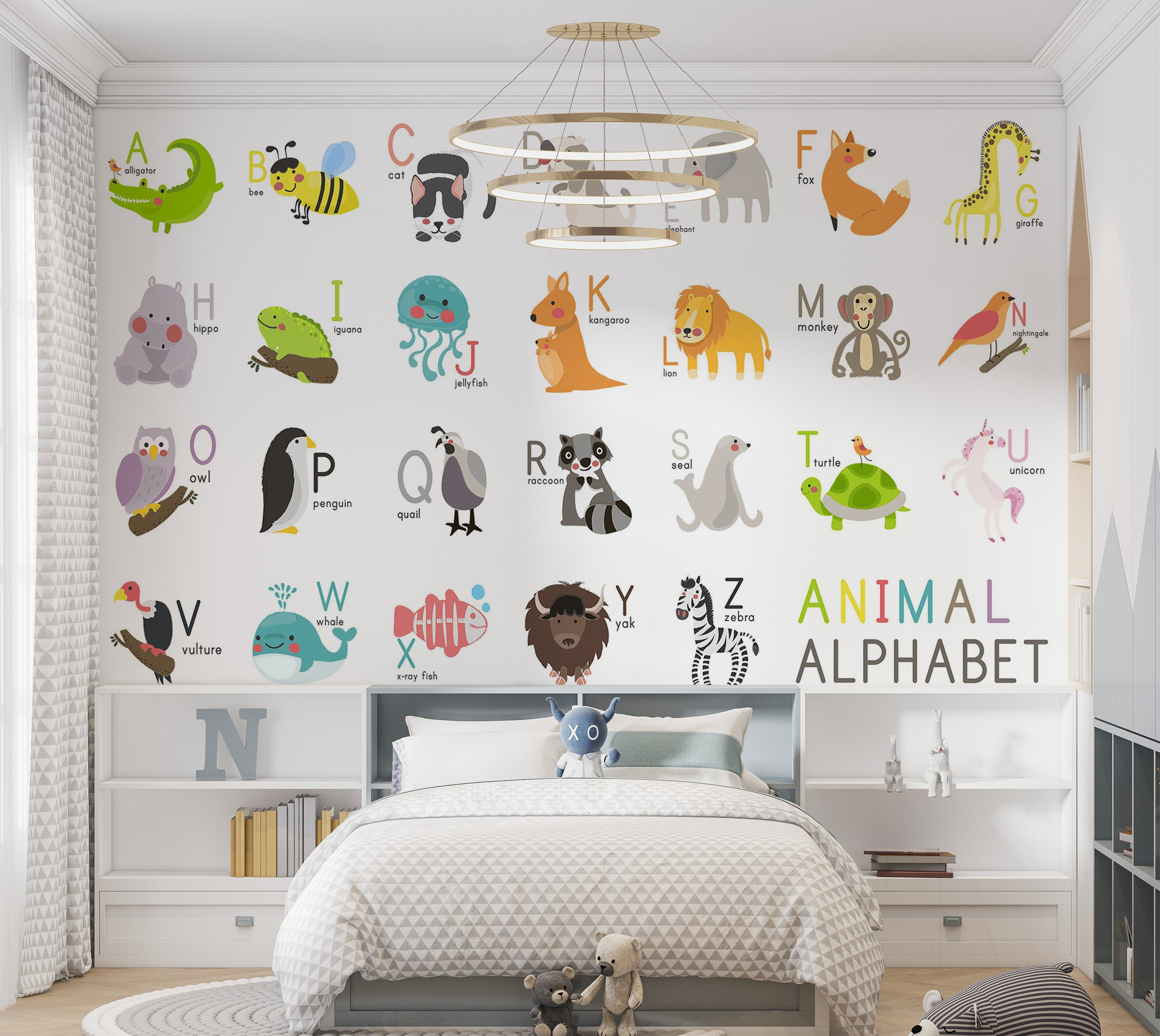 Trinx Premium Wallpaper Wall Mural - Alphabet Animals | Wayfair