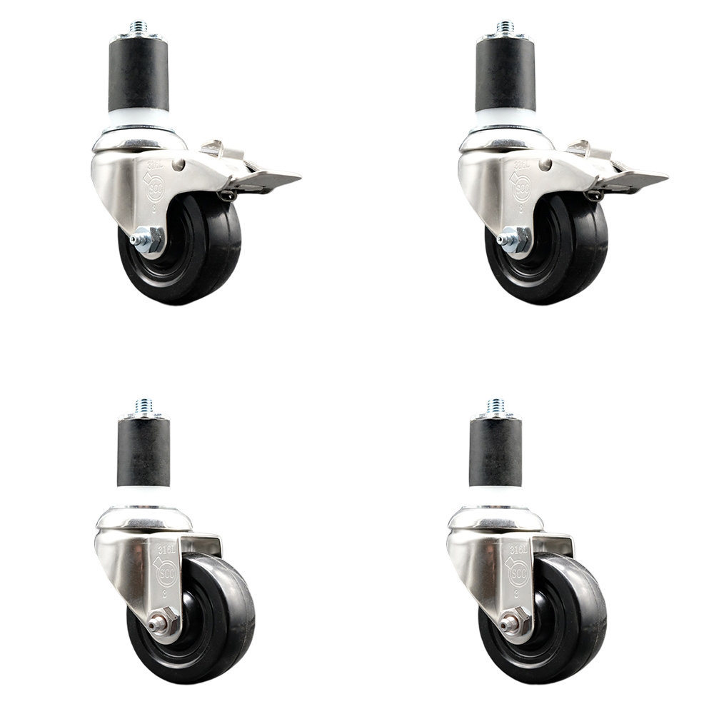 Service Caster Soft Rubber Swivel Stem Caster Set with 2 Lock Brake ... Service Caster Soft Rubber Swivel Stem Caster Set with 2 Lock Brake ...