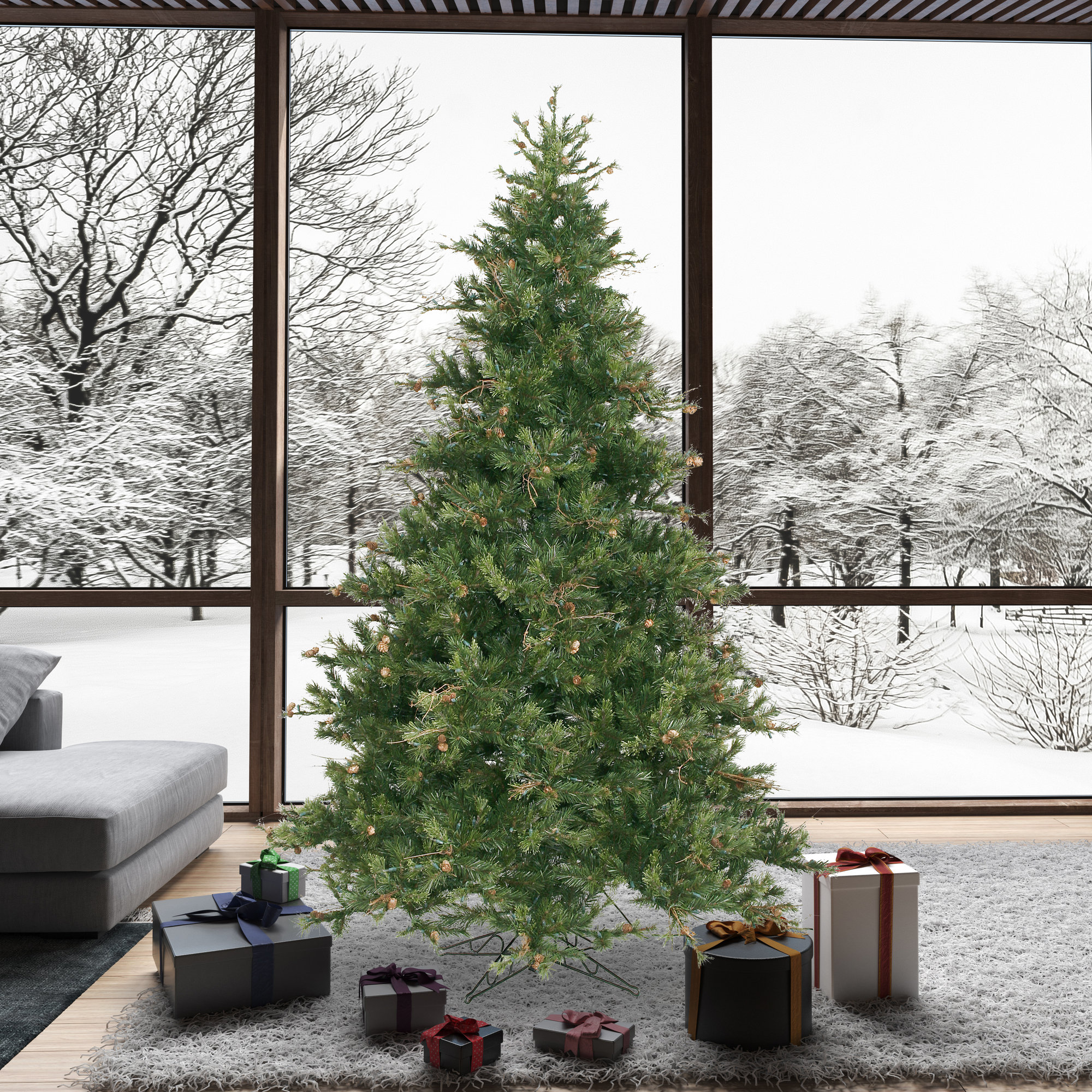 The Holiday Aisle® Linarez 9' Green Pine Artificial Christmas Tree with ...