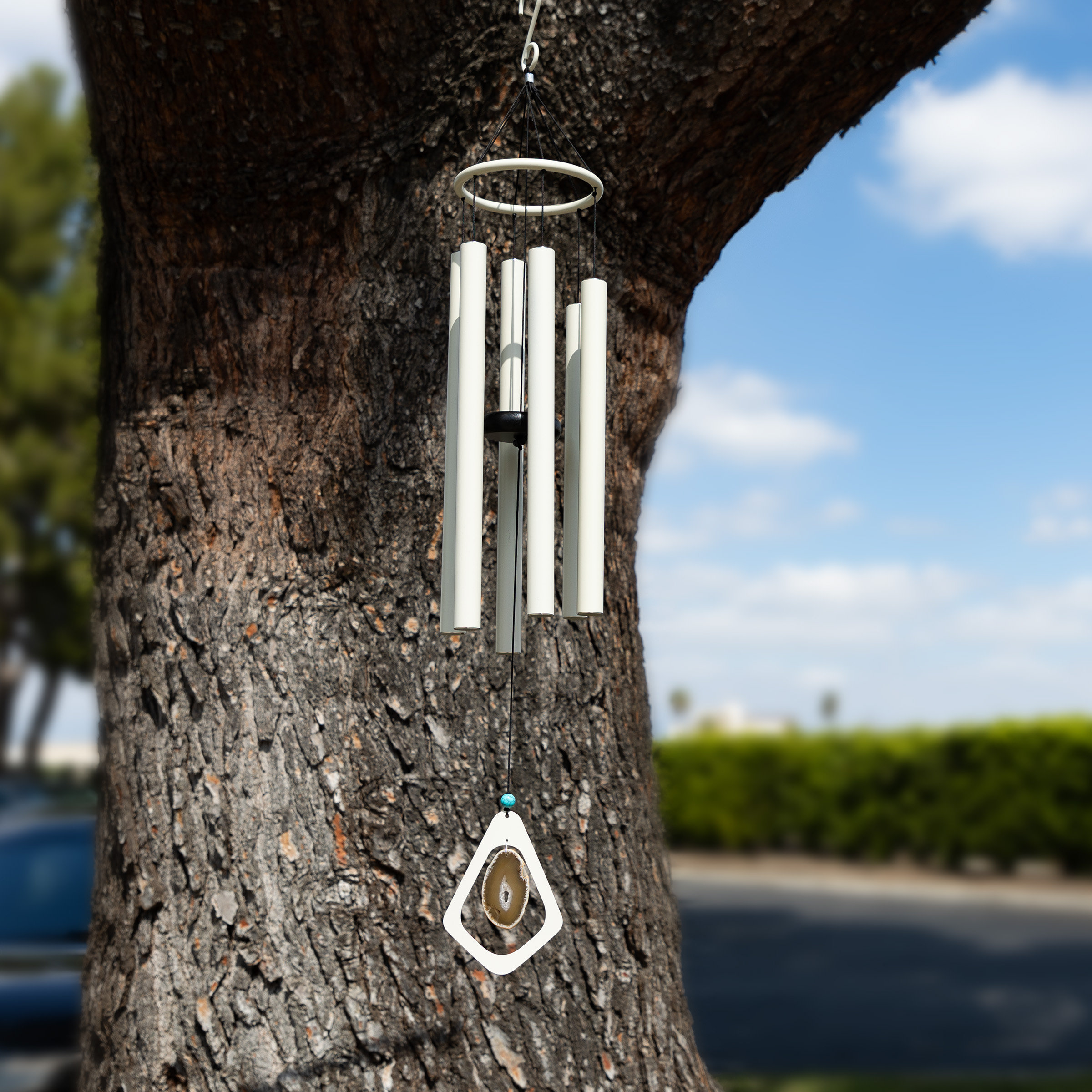 Alpine 39"H Outdoor Metal Tuned Wind Chime with Gemstone | Wayfair