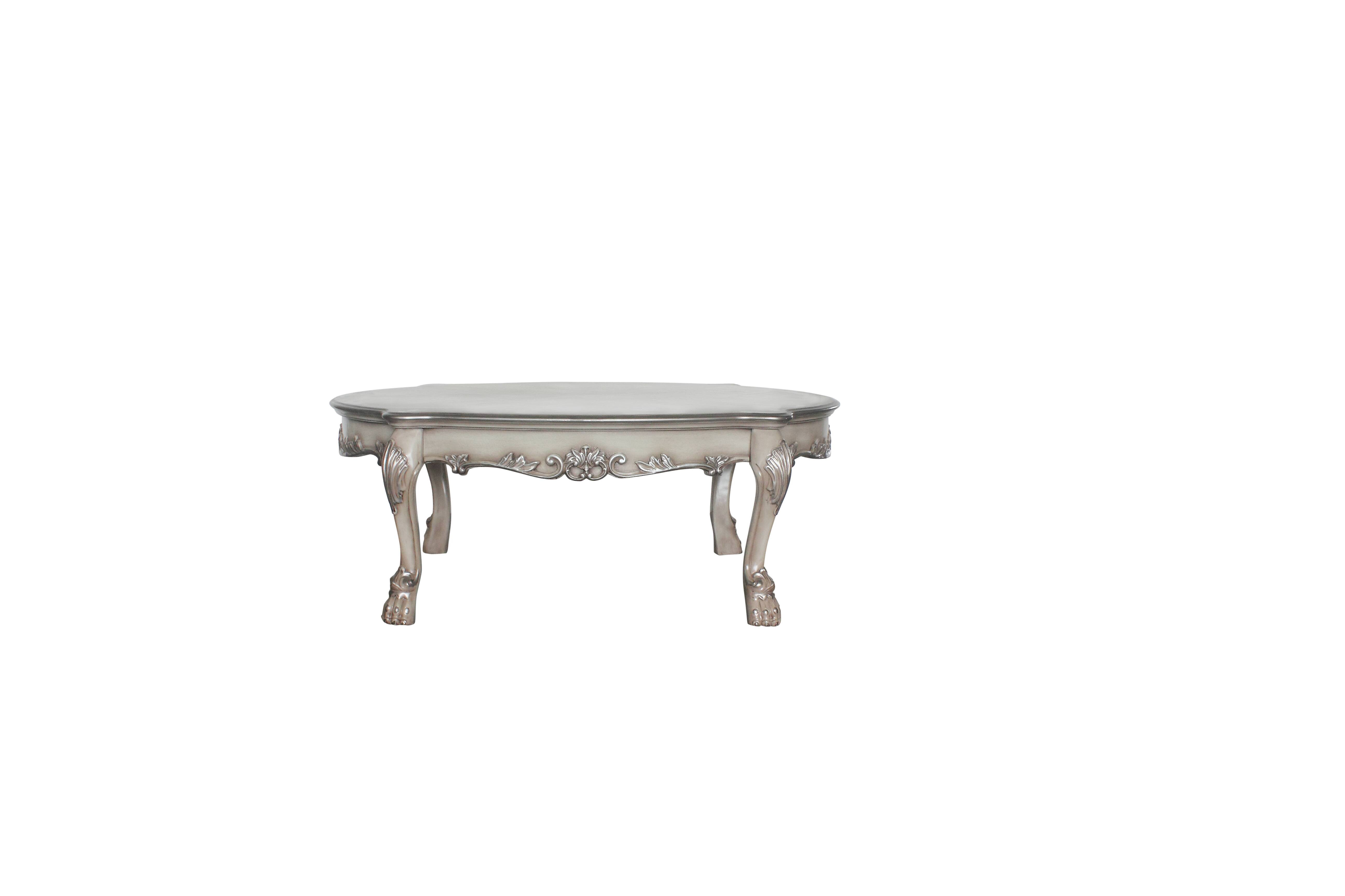 NFusion Jaxen Scalloped Coffee Table with Claw Legs & Wooden Frame ...
