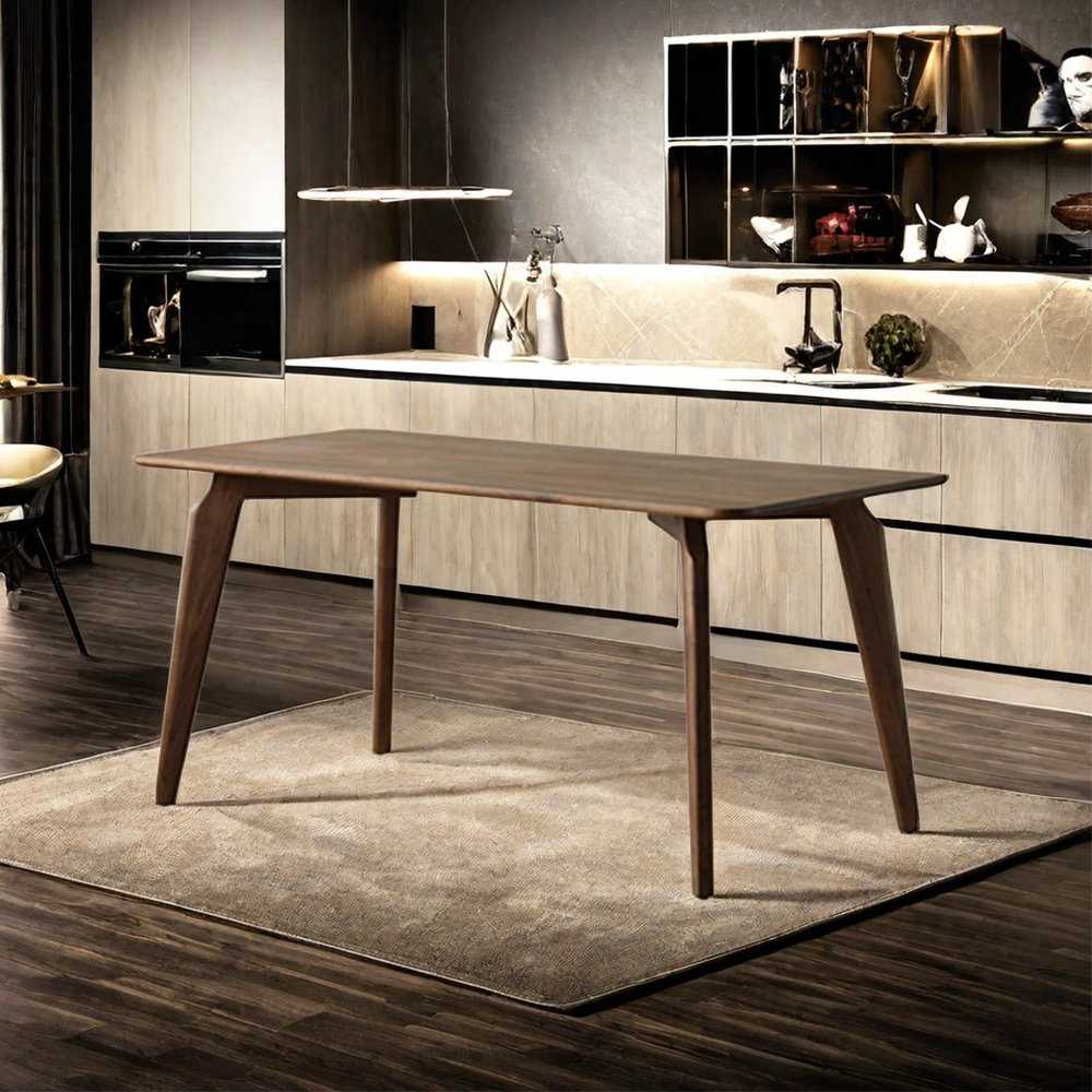 HomeLuxea Elegant Black Walnut Solid Wood Dining Table Rectangular ...