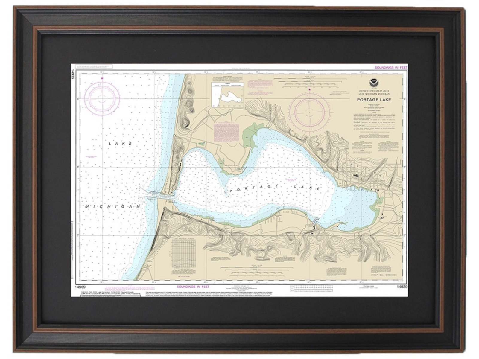 Longshore Tides Portage Lake | Nautical Chart | Framed Print | Wayfair