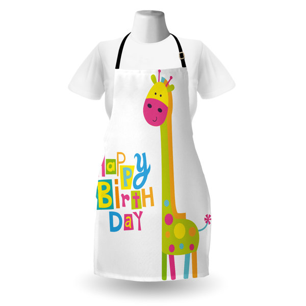 Prep & Savour Birthday Apron Unisex, Birthday Giraffe, Adult Size ...