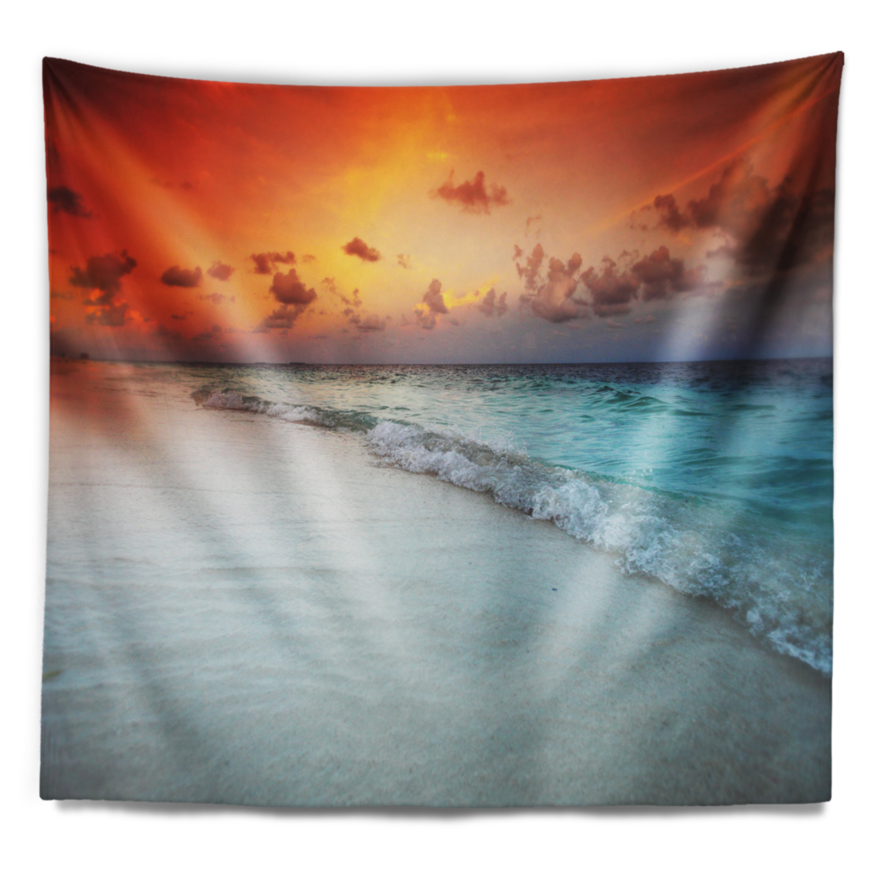 East Urban Home Polyester Seashore Waters and Colorful Sky Tapestry ...