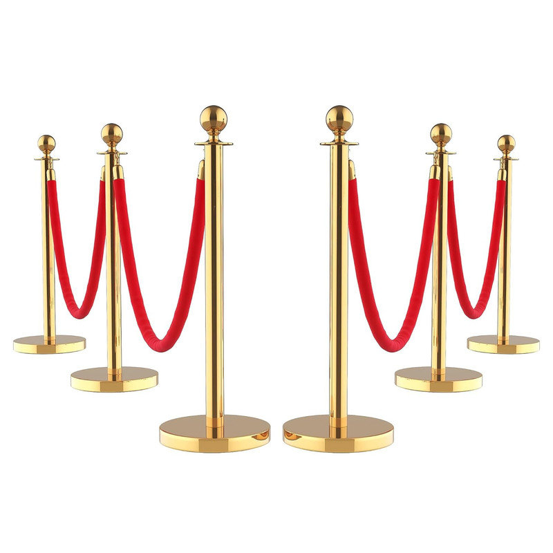 Espiron Optimum 6-Pack Sturdy Gold Stanchion Posts, 4Pcs 5FT Red Velvet ...