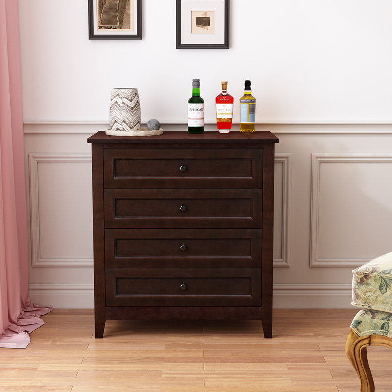 Alcott Hill® Googe 4-Drawer Solid Wood Birch Dresser Brown | Wayfair