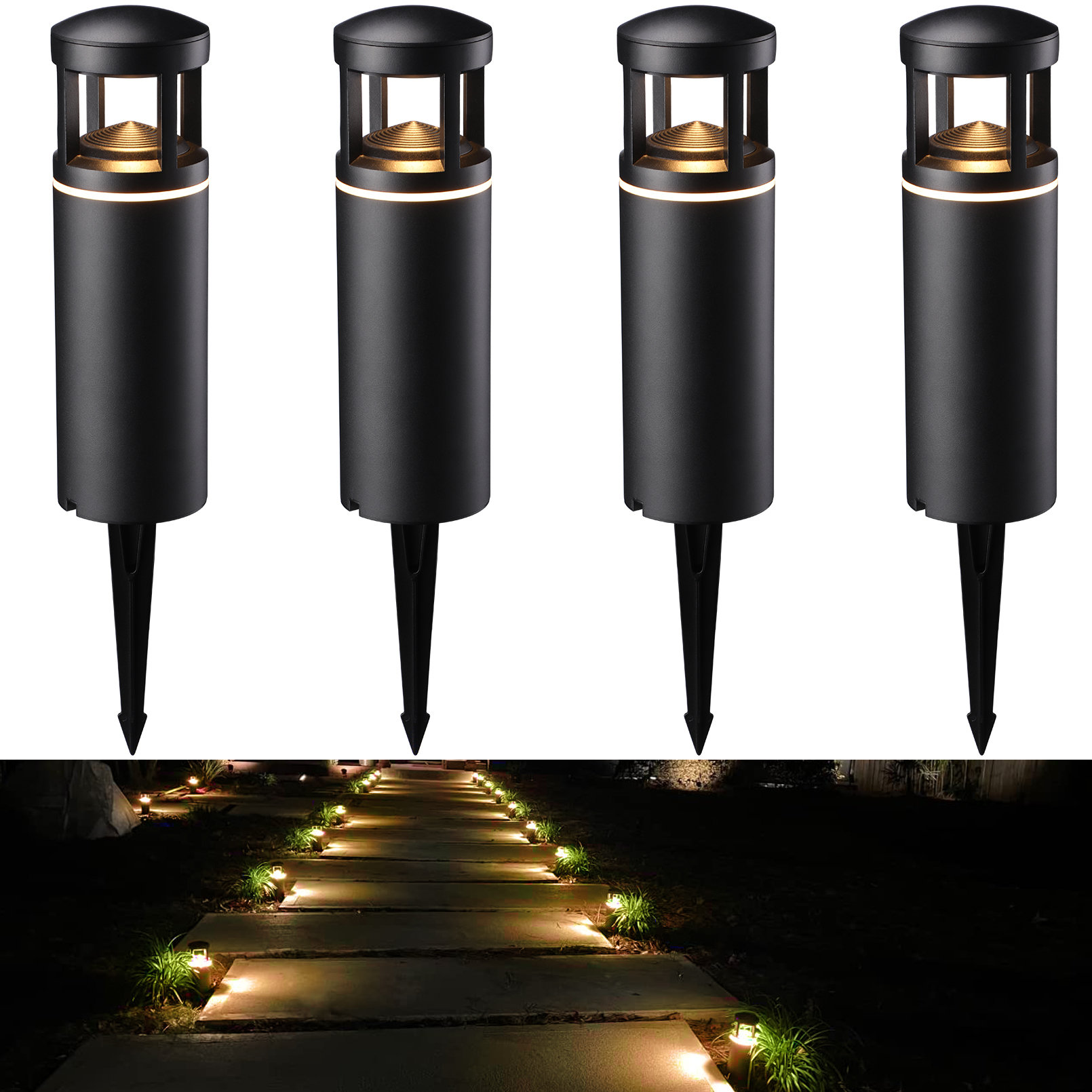 LEDVANS Black Integrated LED Hardwired Metal Pathway Light Low Voltage ...