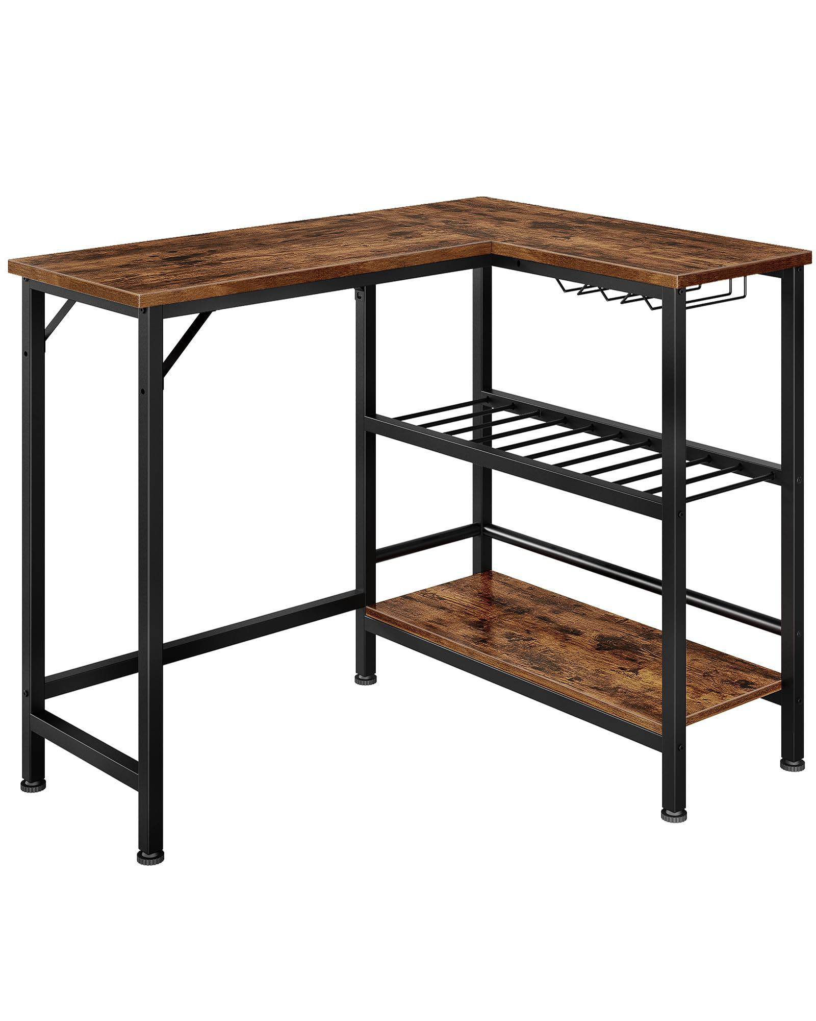 17 Stories L-Shaped Bar Table, Bar Height Table, Kitchen Bar Table With ...