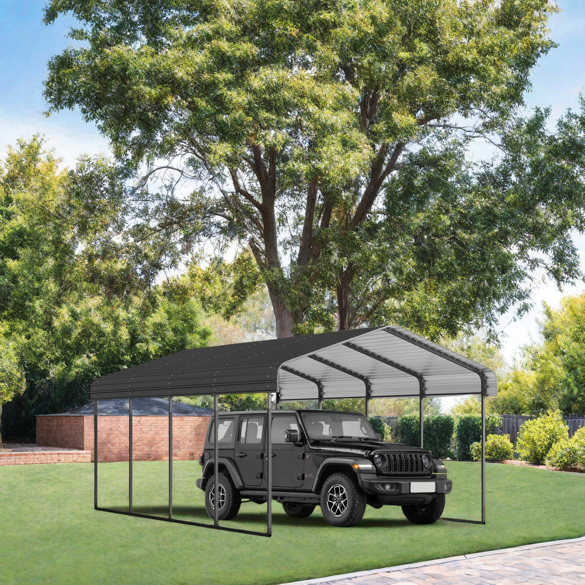 TRADROU Metal Carport All-Weather Protection For Vehicles, Boats ...