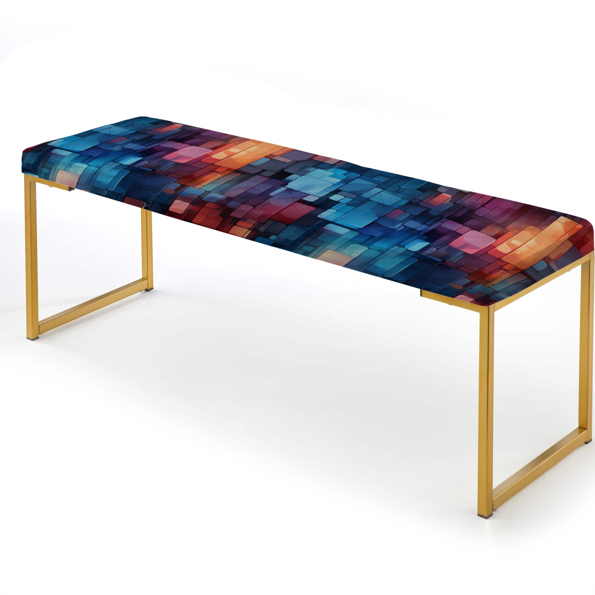 Design Art Purple And Blue Matrix Cubes - Geometric Upholstered Gold ...