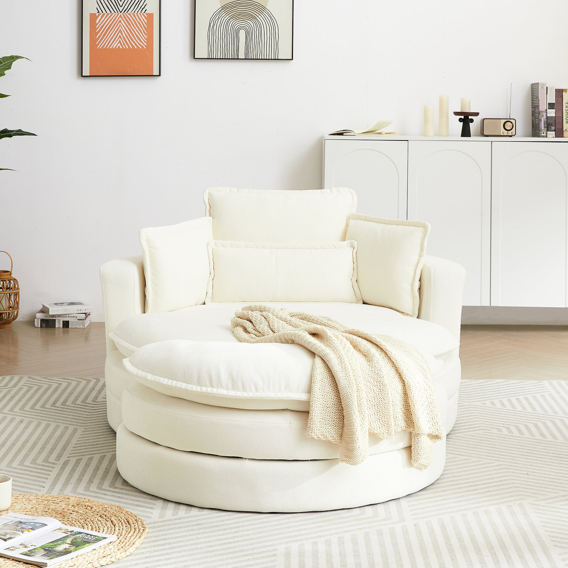 Latitude Run® Beige Lounge Chair With Spacious Seat And Convenient ...