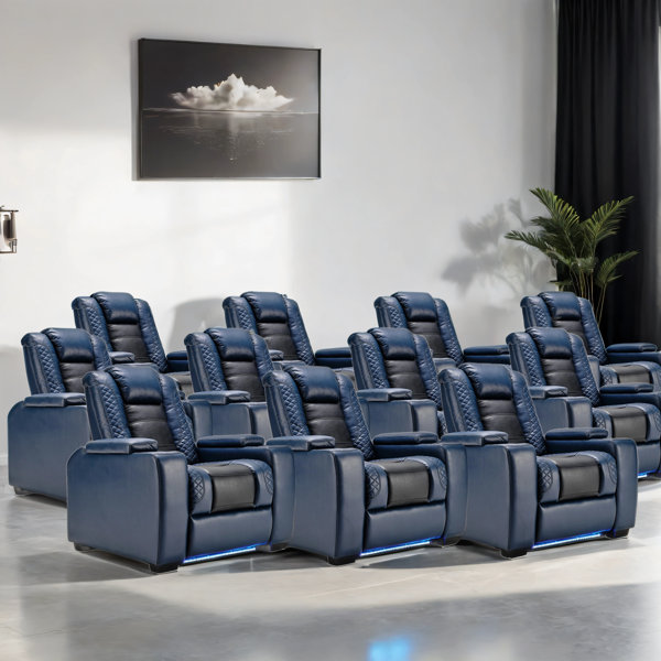 Orren Ellis 40" Wide Top Leather Dual Motor Power Recliner Man Cave ...