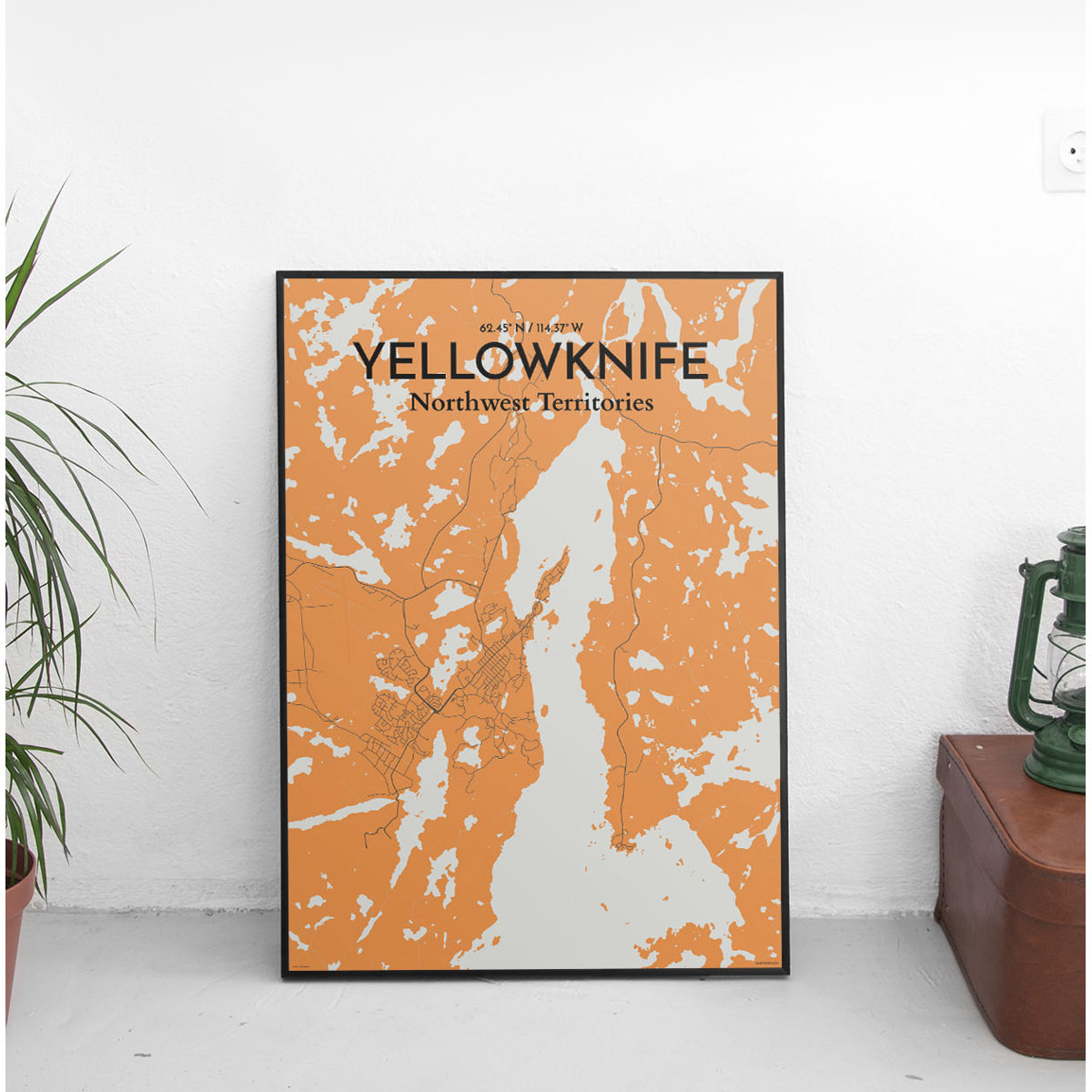 Wrought Studio™ 'Yellowknife City Map' Graphic Art Print Poster in ...