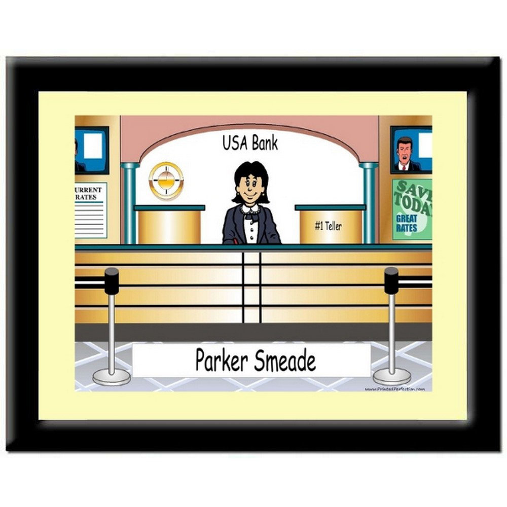 Printed Perfection Personalized Bank Teller - Female Caricature with a ...