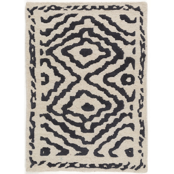 Dakota Fields Sala Geometric Handwoven Wool Black/Tan Area Rug ...