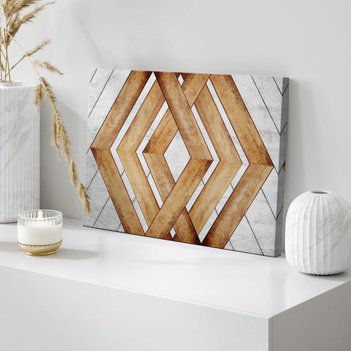 IDEA4WALL Geometric Western Shape Gray Brown Diamond Wood Effect ...