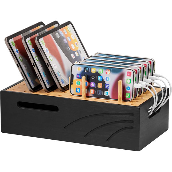 Latitude Run® Bamboo Charging Station For Multiple Devices, Charger ...